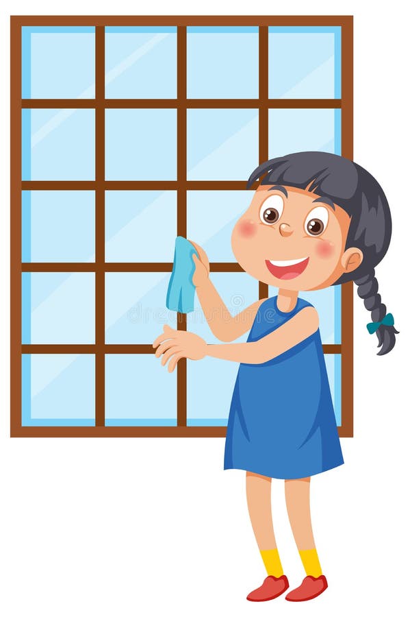 Kids Cleaning Window Stock Illustrations – 174 Kids Cleaning Window ...