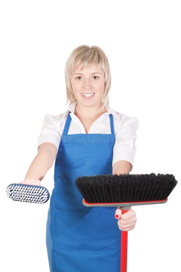 Girl cleaning woman. stock image. Image of broom, lifestyle - 24920653