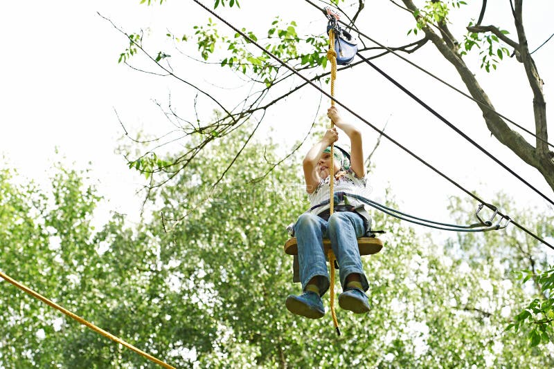 Girl is Climbing on Obstacle Course Stock Photo - Image of childhood ...