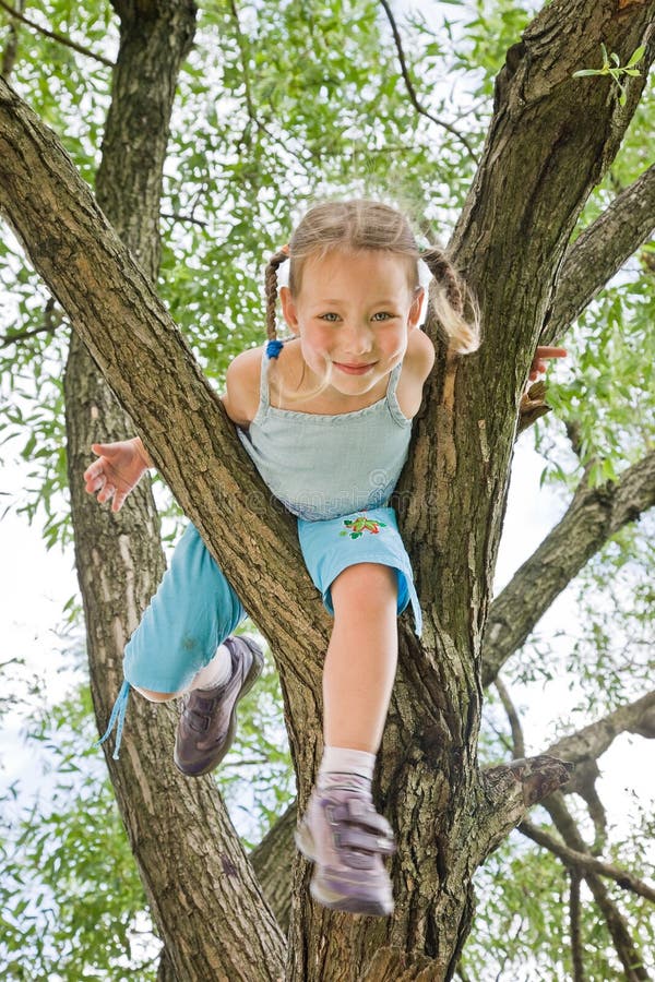 Child climbing tree stock image. Image of active, grass - 19675733