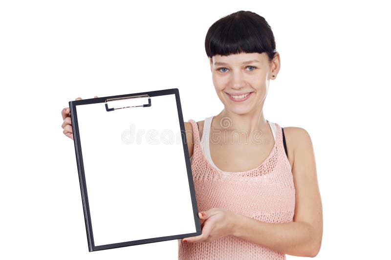 Girl with clipboard stock image. Image of information - 3744537