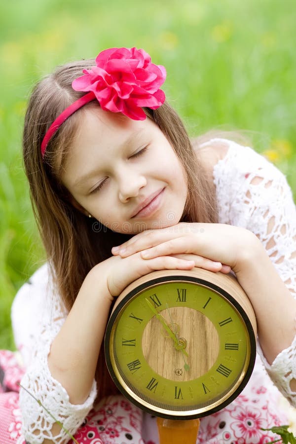 Girl with clock stock image. Image of person, lovely - 37798887