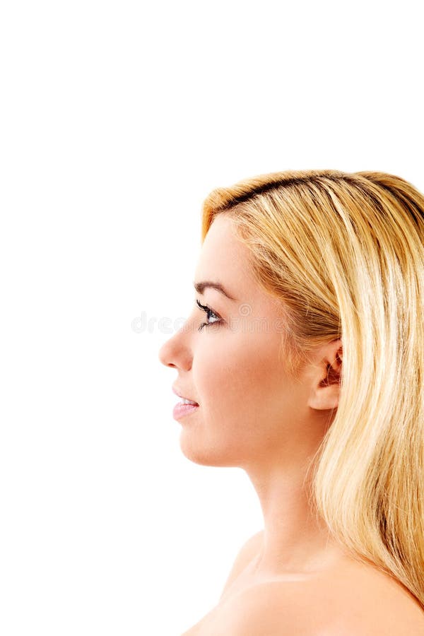 The Girl Close Up with a Beautiful Profile Face. Stock Image - Image of ...