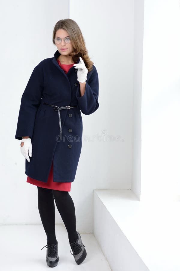 Girls in Coats Posing at Stidio Stock Image - Image of color, clothing ...