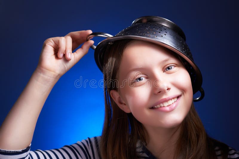 Woman Wearing Colander Head Stock Photos - Free & Royalty-Free Stock ...