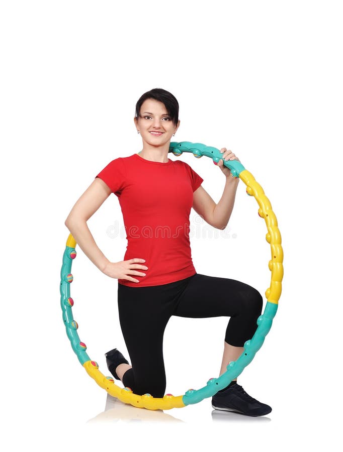 Girl with Hula Hoop Doing Gymnastics Stock Photo - Image of isolated ...