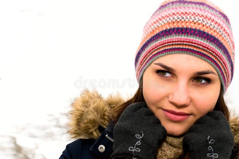Girl in colored cap stock photo. Image of cold, female - 13596022