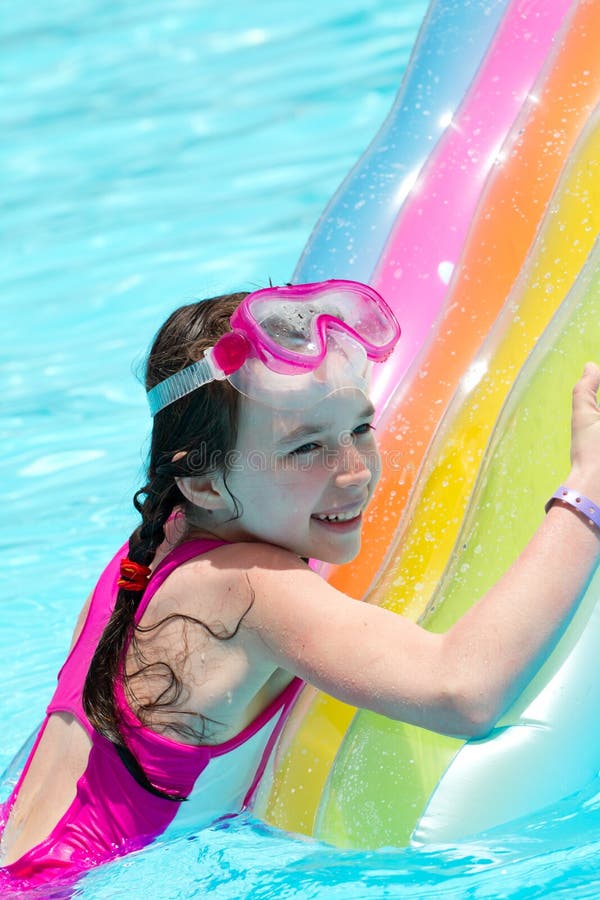 Young Girl in Swimming Pool Stock Image - Image of vacation, child ...