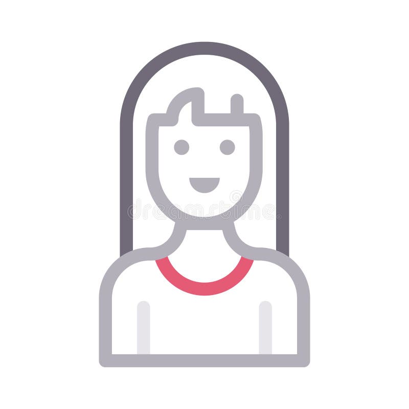 Girl colour line icon stock illustration. Illustration of human - 153728392