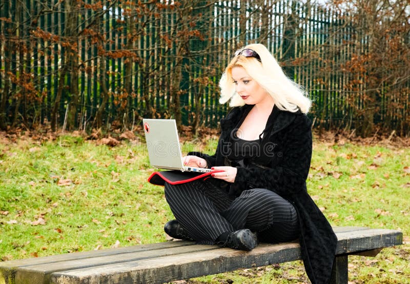 Girl on computer. stock image. Image of young, women - 12879075
