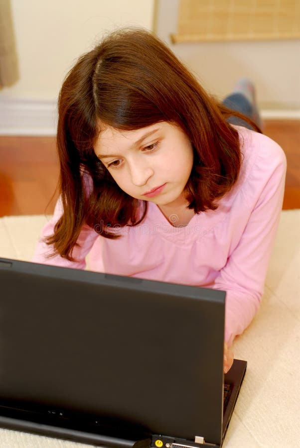 Girl computer stock image. Image of children, computer - 1394815