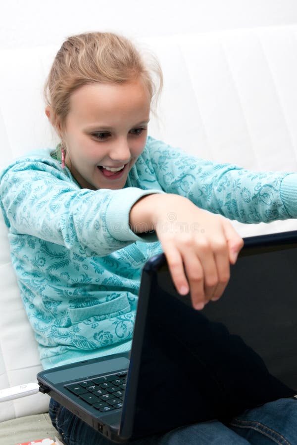 Girl and computer stock photo. Image of youthful, concentrating - 18196716