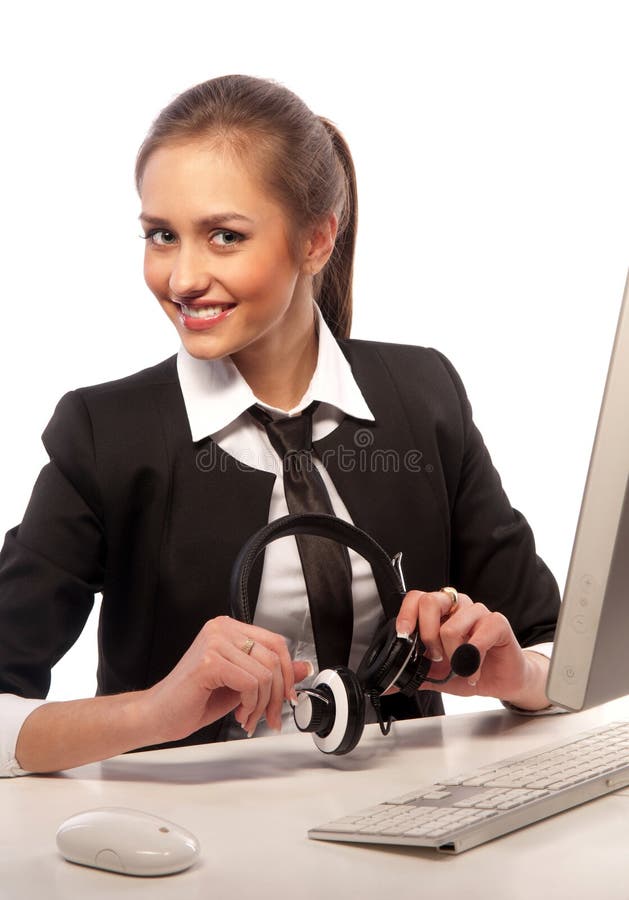 Girl and a computer stock image. Image of happy, customer - 20560219