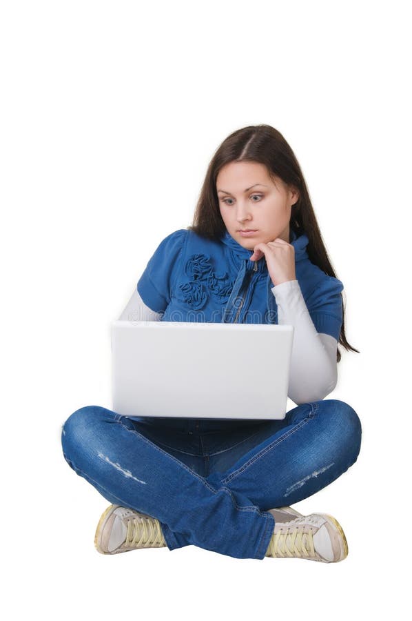 Girl with computer stock photo. Image of leisure, girls - 24544084