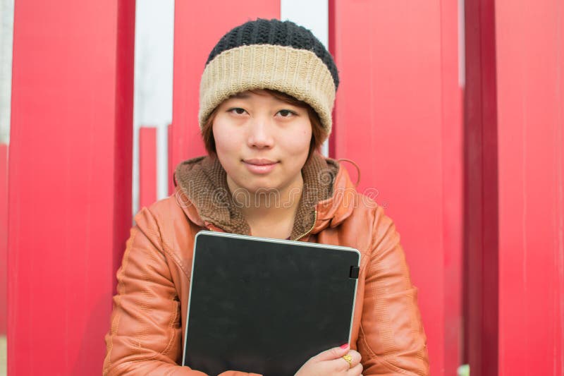 Girl with computer stock photo. Image of happy, people - 24642294