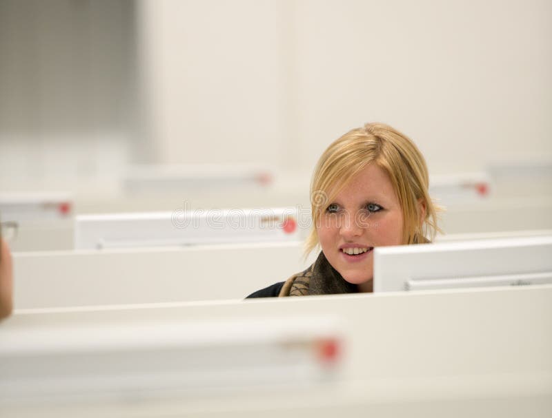 Girl with computer stock image. Image of portrait, college - 29426873