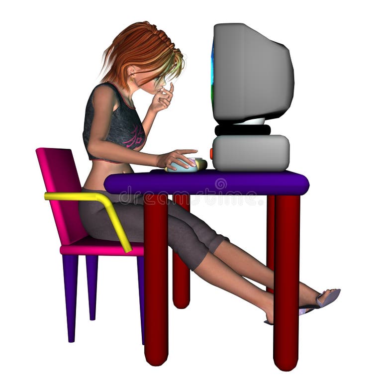 Girl Computer Studying Stock Illustrations – 8,236 Girl Computer ...