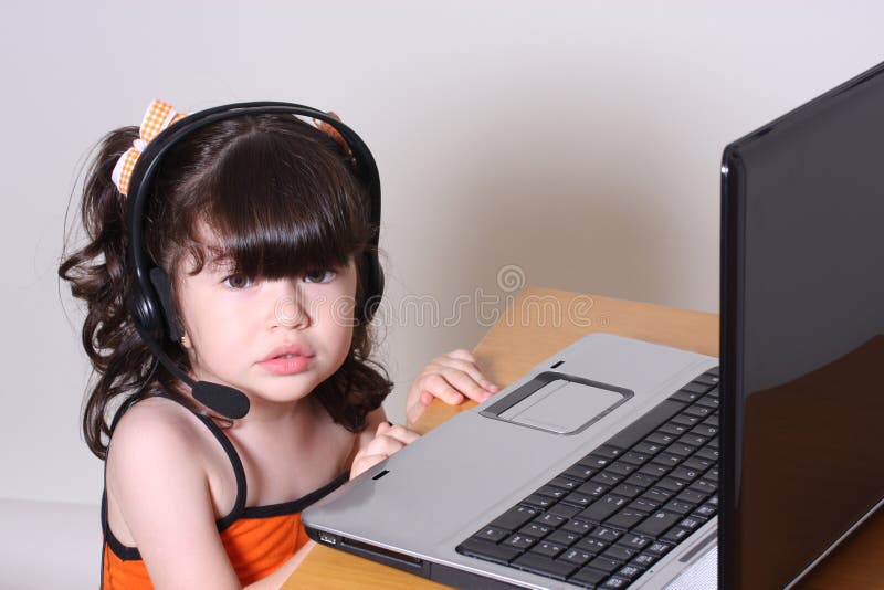 Girl And Computer Picture. Image: 3660360