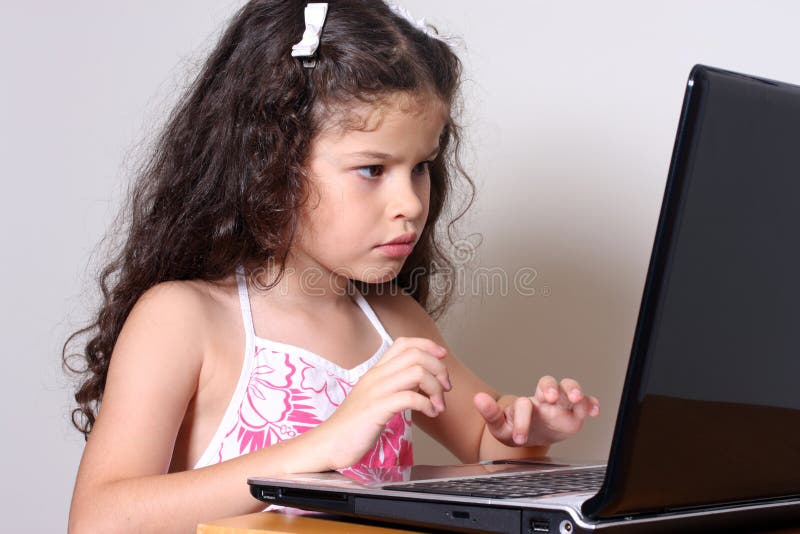 Girl and computer stock image. Image of style, notebook - 3702169