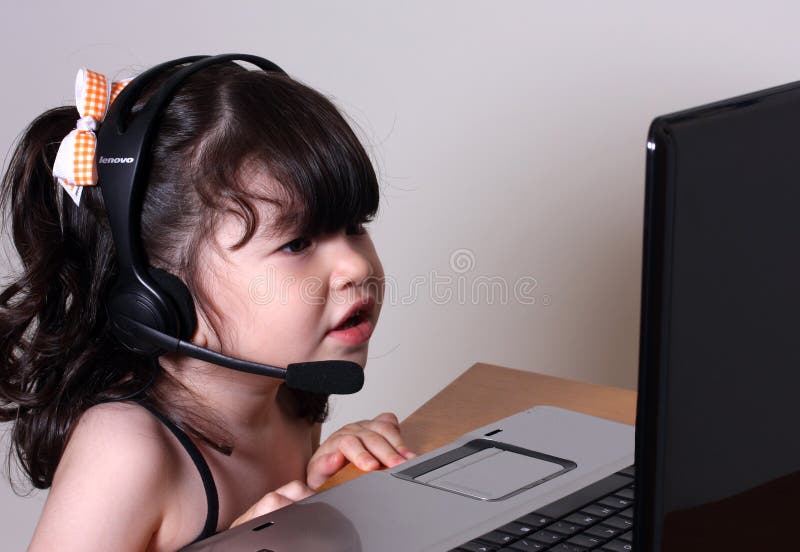 Girl and computer stock photo. Image of style, learning - 3702186