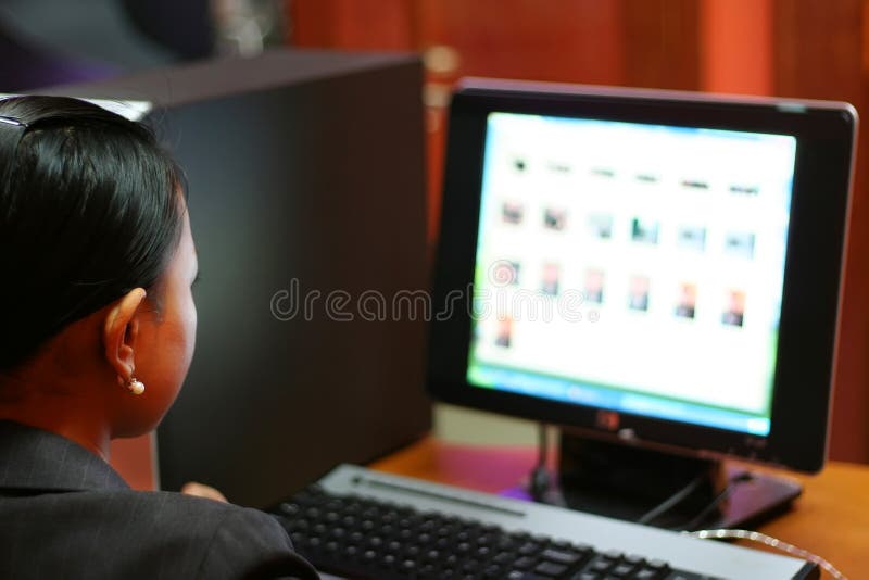 Girl with computer stock photo. Image of brows, bussines - 4310156