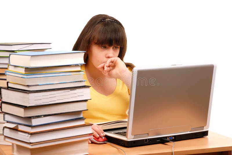 Girl with Computer stock image. Image of teenager, caucasian - 4375273