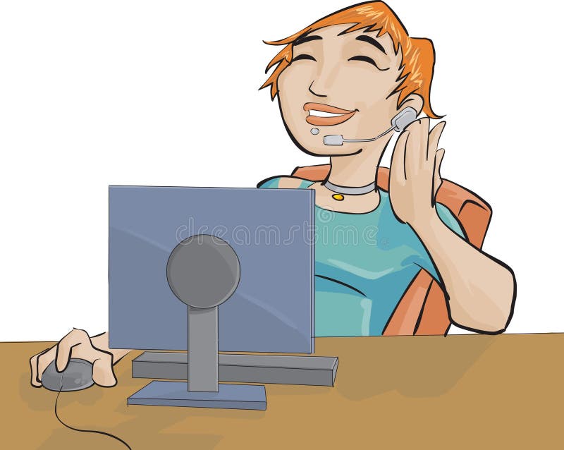 Girl and a computer stock vector. Illustration of friendly - 4693284