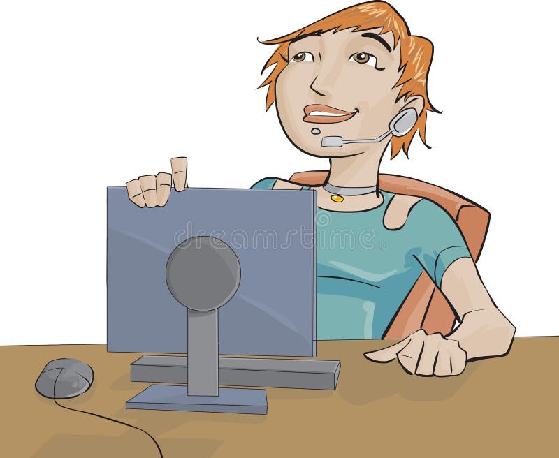 Girl and computer stock vector. Illustration of girl, customer - 4693305