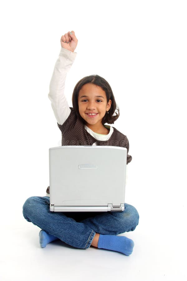 Girl with Computer stock image. Image of person, cheerful - 6989485
