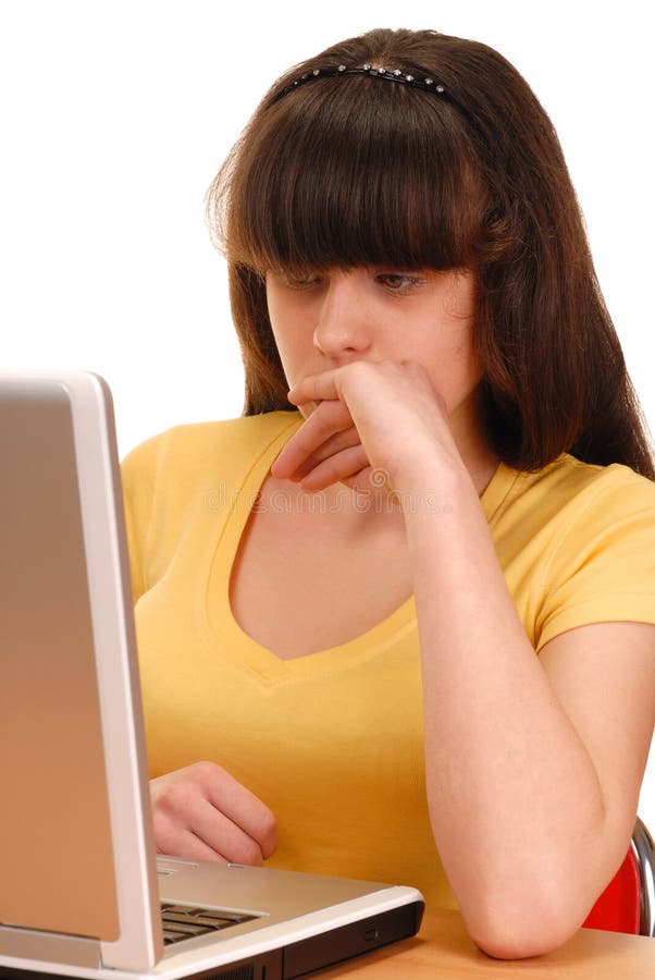 Girl with Computer stock photo. Image of people, leisure - 4375248