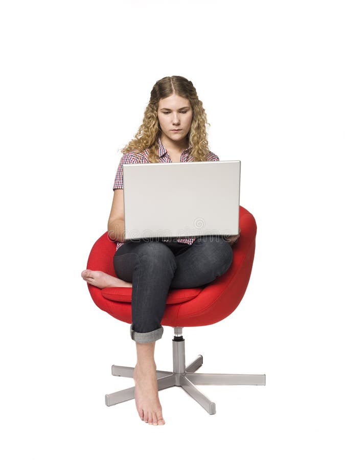 Computer Girl. stock photo. Image of isolated, feminine - 12066378