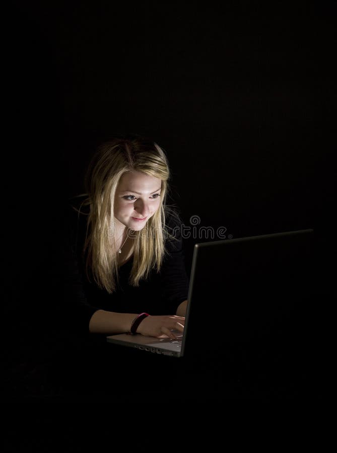 Girl with computer stock photo. Image of laptop, blond - 9224822