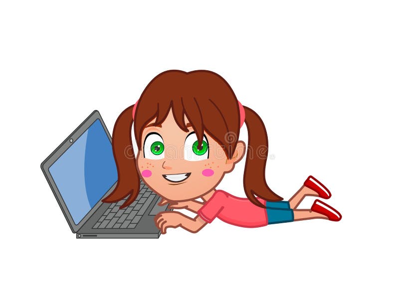 242 Cartoon Girl Working Computer Stock Photos - Free & Royalty-Free ...