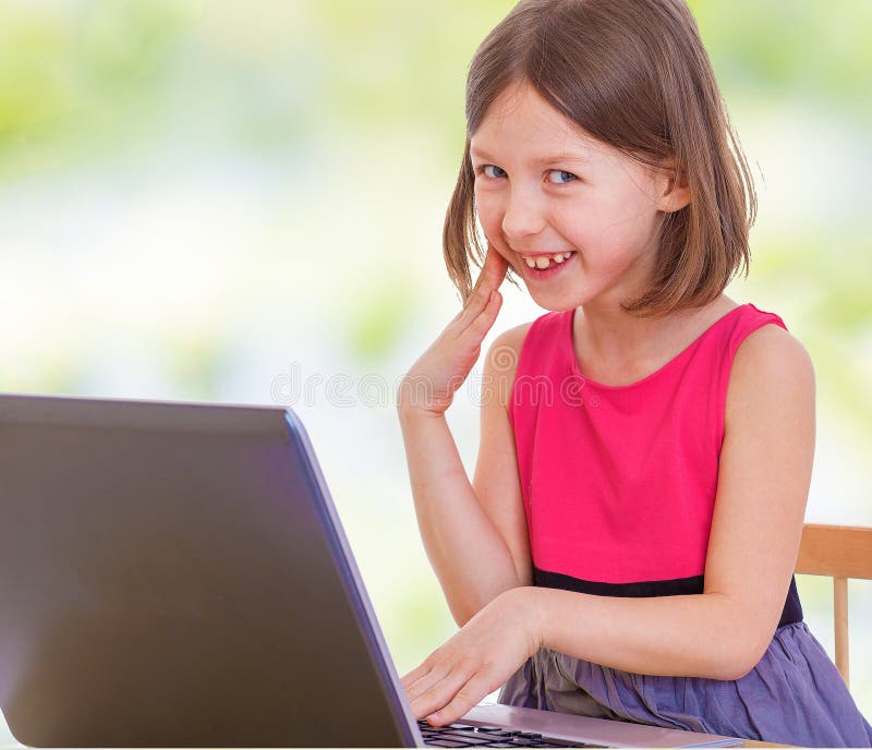 Girl with a computer stock image. Image of love, human - 47929607