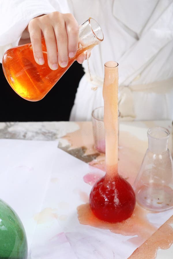 The Girl Conducting Experiments in Chemistry Stock Photo - Image of ...