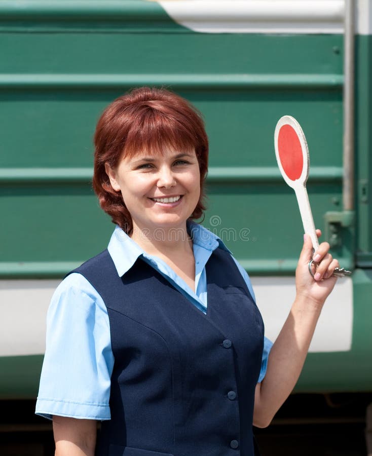 Girl-conductor smiles stock image. Image of smile, good - 13857781