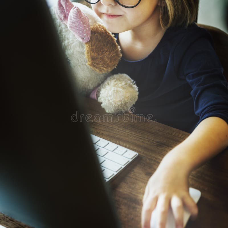 Girl Connection Using Playing Computer Concept Stock Photo - Image of ...