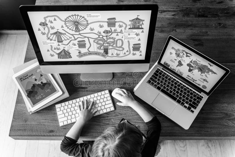 Girl Connection Using Playing Computer Concept Stock Photo - Image of ...