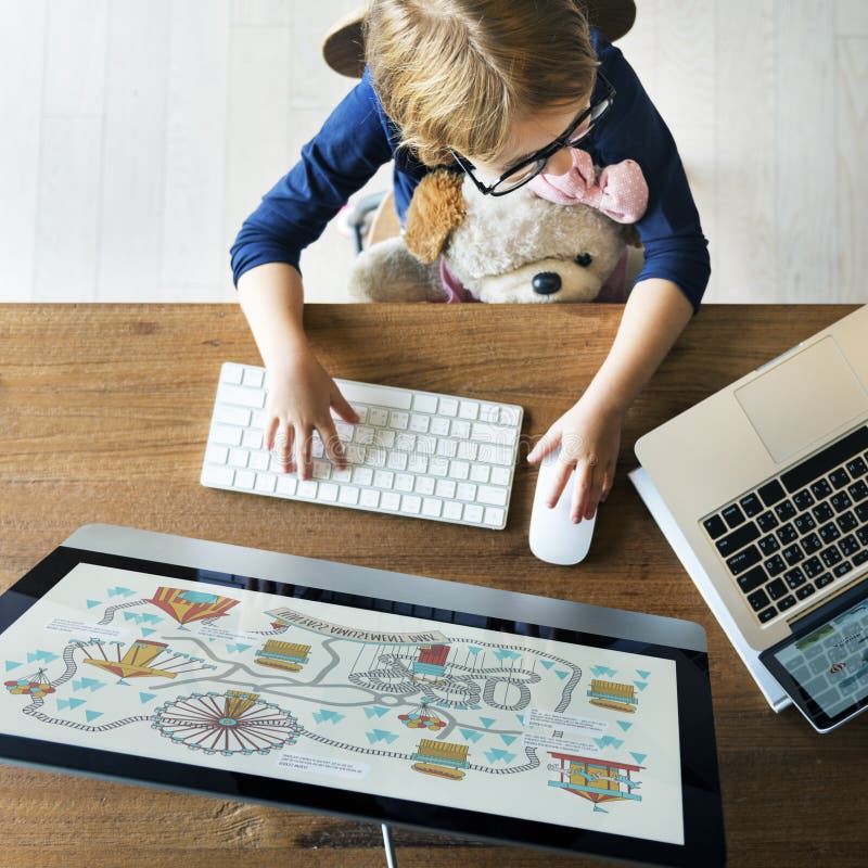 Girl Connection Using Playing Computer Concept Stock Photo - Image of ...