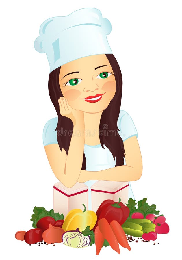 Girl-cook stock vector. Illustration of onion, brunette - 23967193