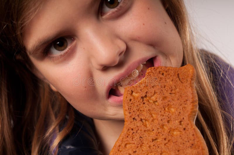 Girl with cookie stock photo. Image of strange, caucasian - 61923452