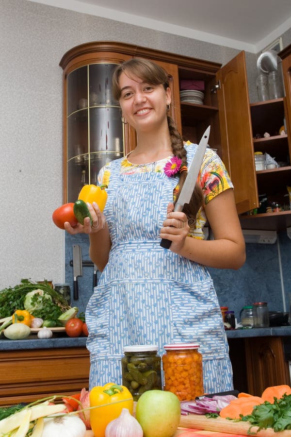 Girl cooking stock photo. Image of knife, intermediates - 9706978