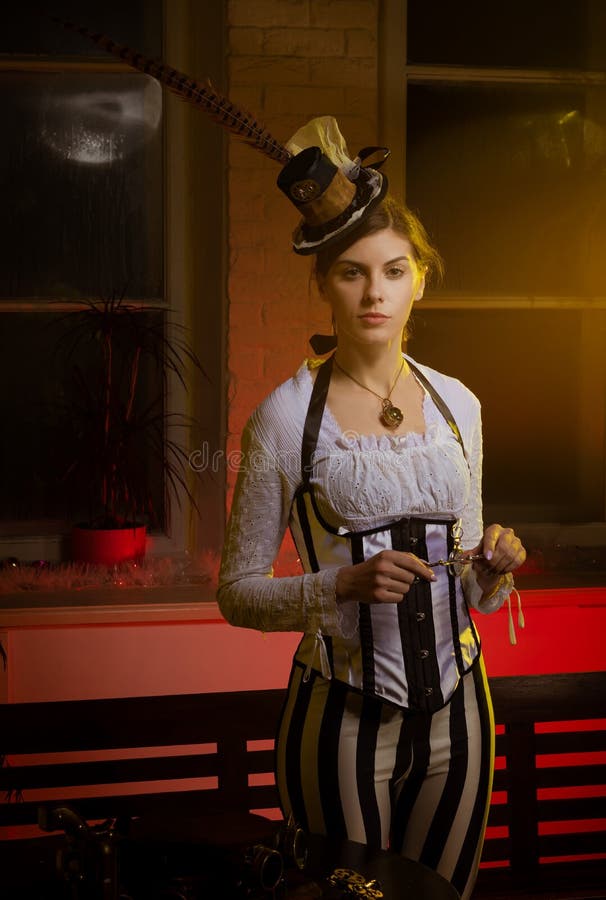 Girl In Costume And Accessories Steampunk Style Stock Image - Image of ...