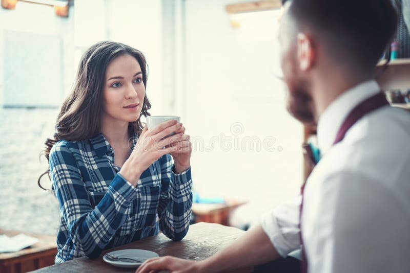 Girl at the counter stock photo. Image of barista, adults - 78209318