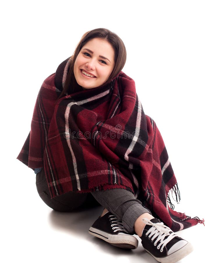 Girl Covered with Blanket Isolated Stock Image - Image of attractive ...