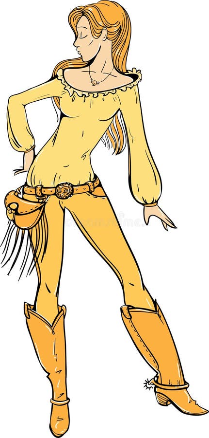 Girl in cowboy boots stock vector. Illustration of wild - 39393966