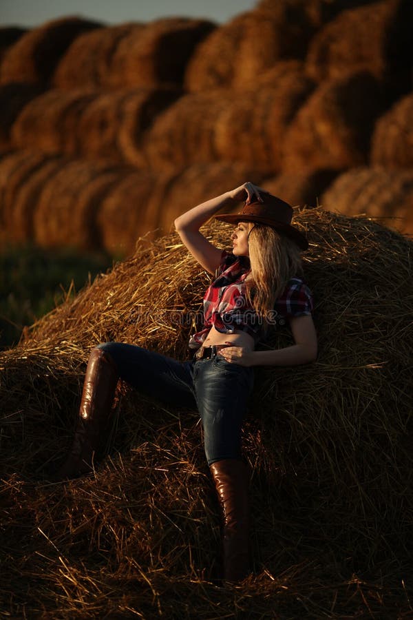 Girl cowboy stock image. Image of cowboy, blonde, grass - 54470031