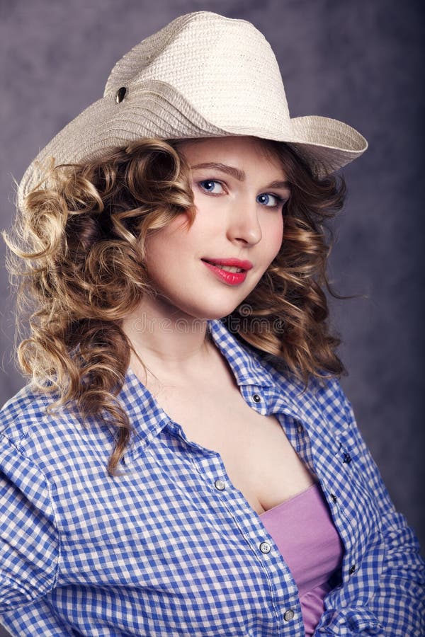 The girl the cowboy stock photo. Image of portrait, cowgirl - 31237484