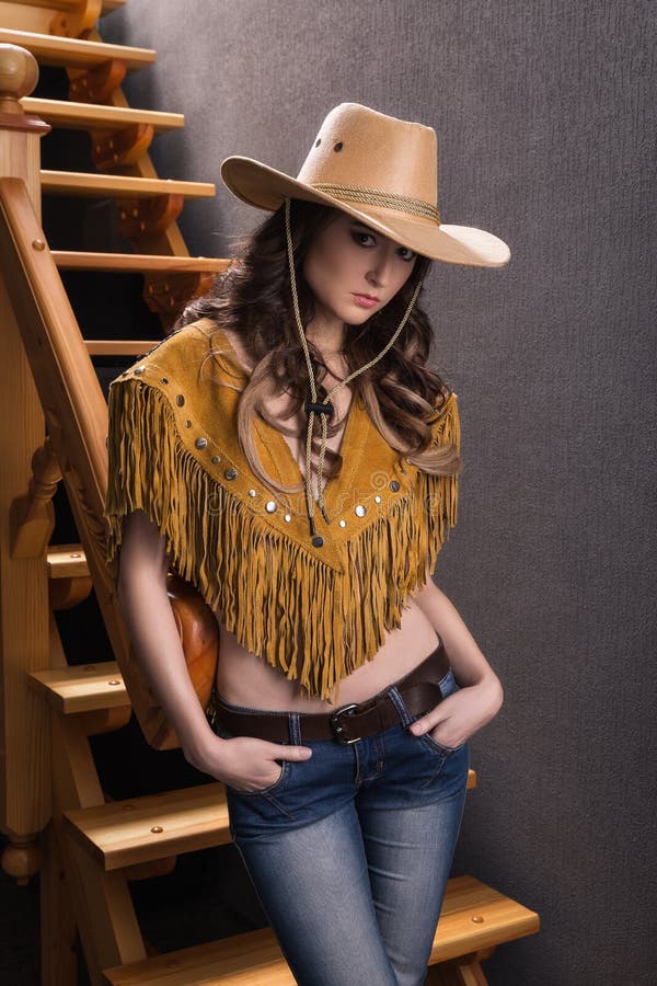 Girl cowboy stock image. Image of cowboy, girl, studio - 63477881
