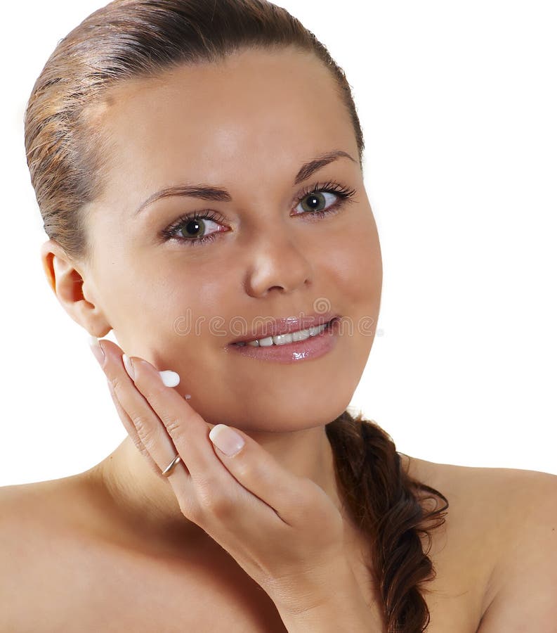 Girl with cream for body stock photo. Image of satisfaction - 7067672